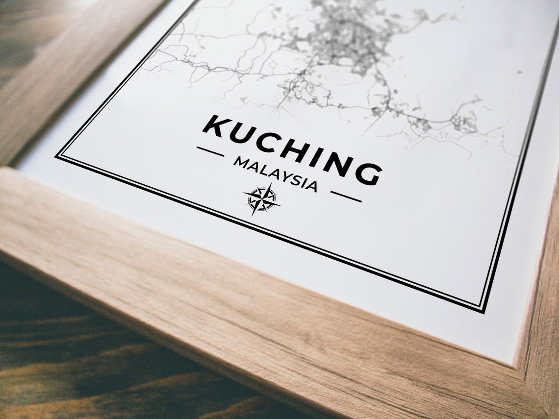 Kuching Map Print Map of Kuching Malaysia Digital Download - Etsy