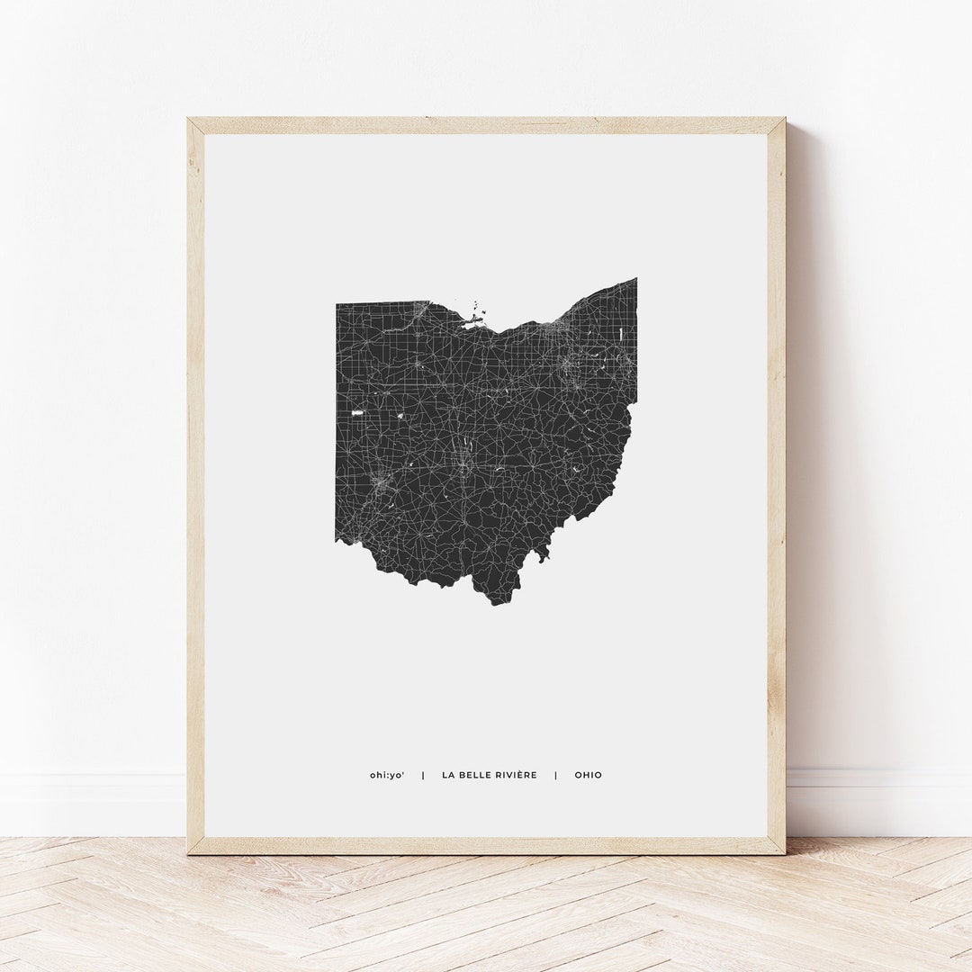 Ohio Map Print State Map of Ohio USA Digital Download - Etsy