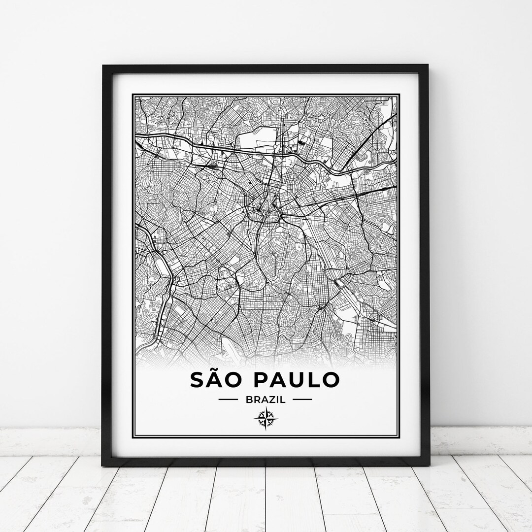 São Paulo Map Print Map of São Paulo Brazil Digital Download - Etsy