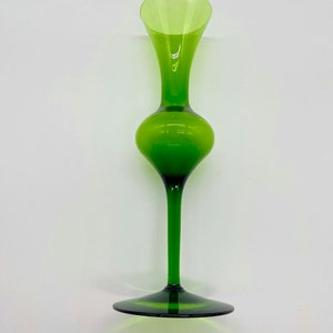 Vase Vintage Green Glass Crystal Rare Hand Blown Green Color Emerald ...