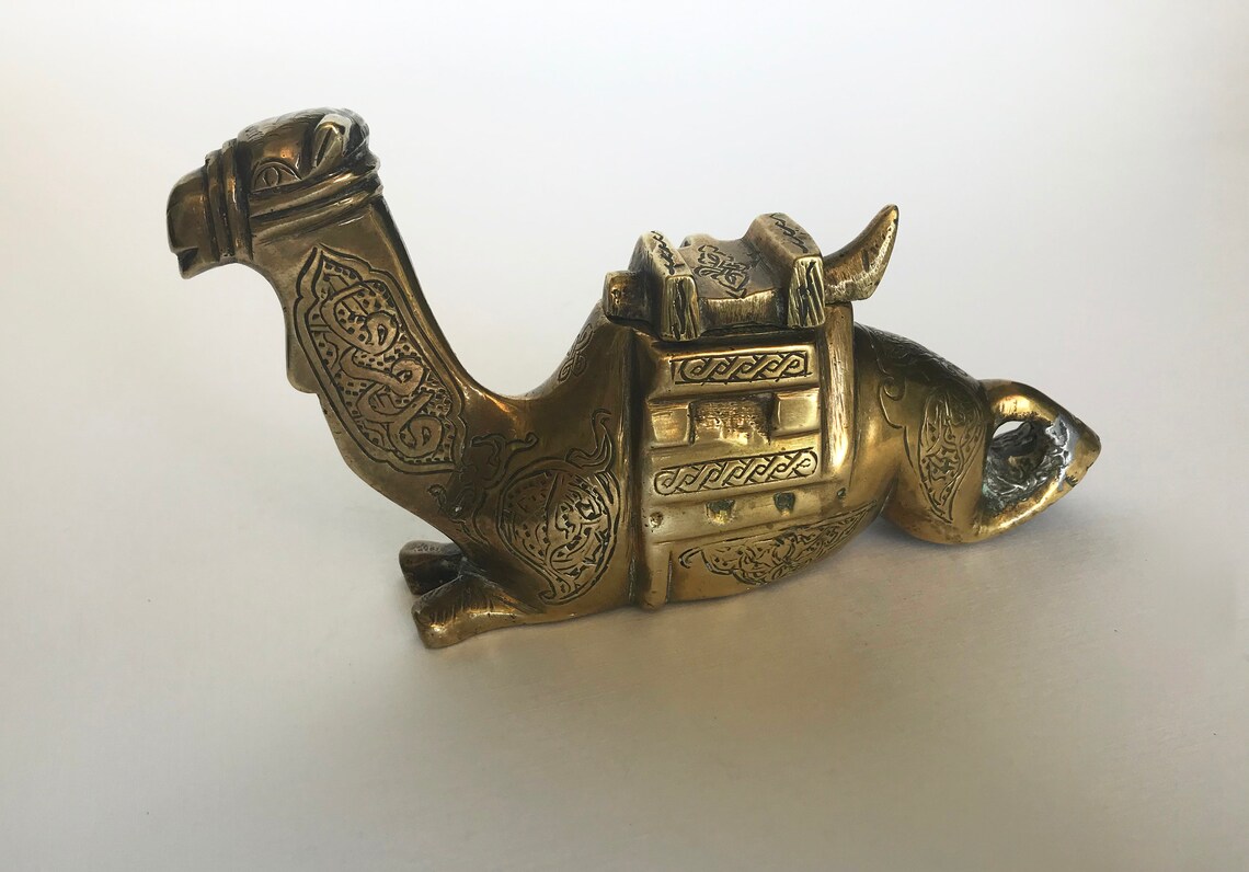 Antique Camel Brass Inkwell MAMLUK Style Decorative - Etsy
