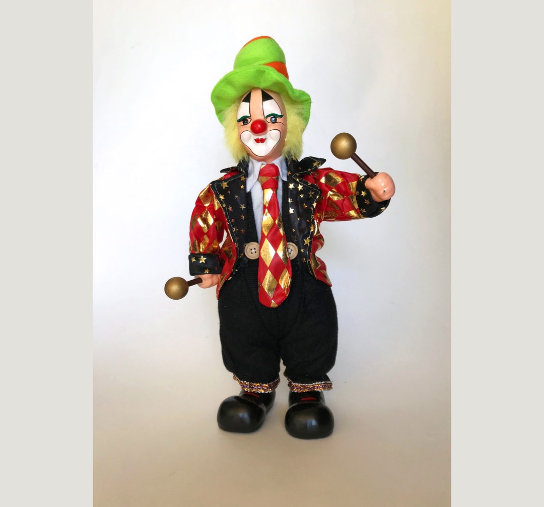 Clown-Puppe Musik-Sammlerstück SELTEN Spieluhr Harlekin Clown ...