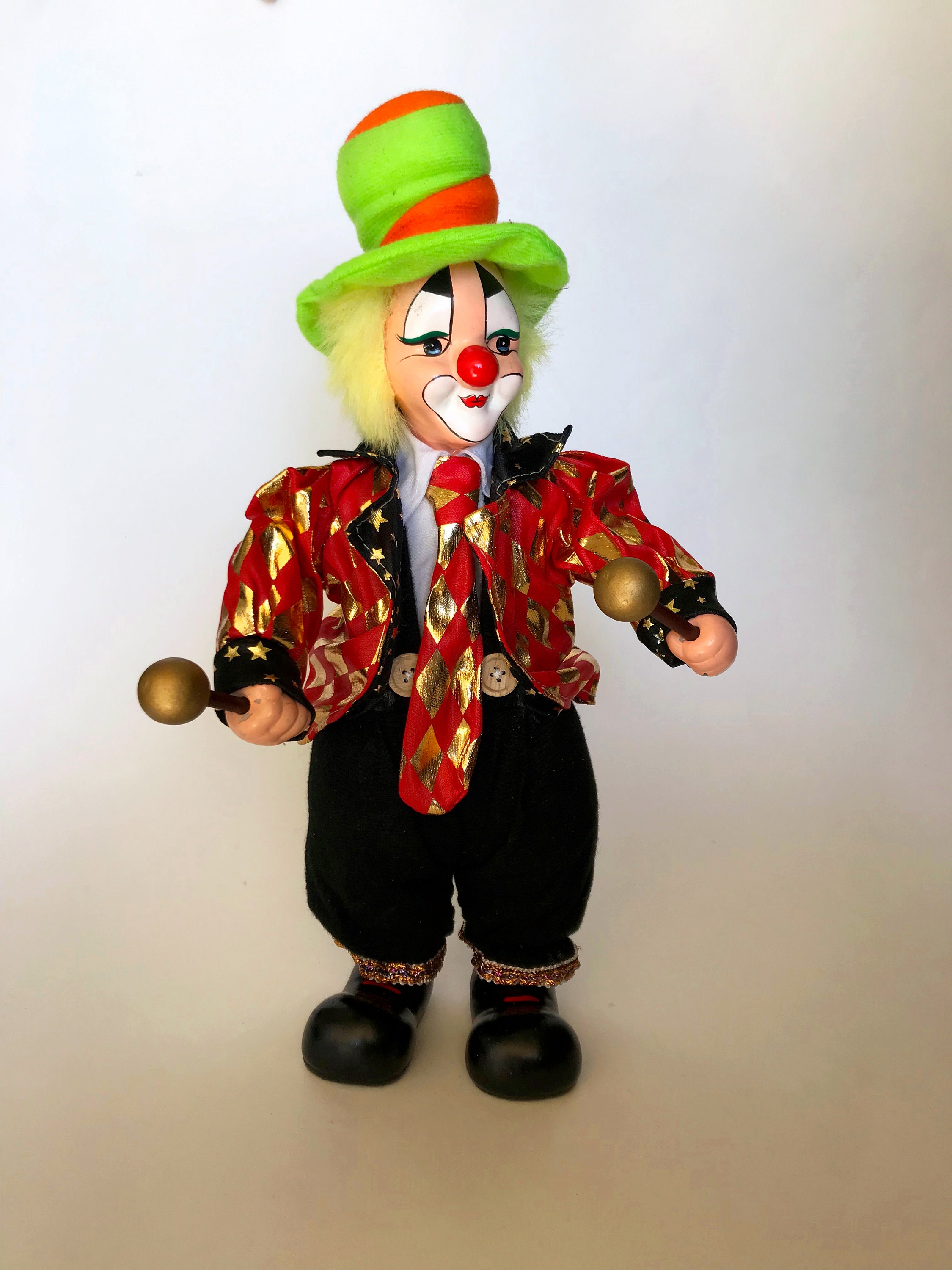 Clown Doll Musical Collectible RARE Music Box Harlequin Clown ...