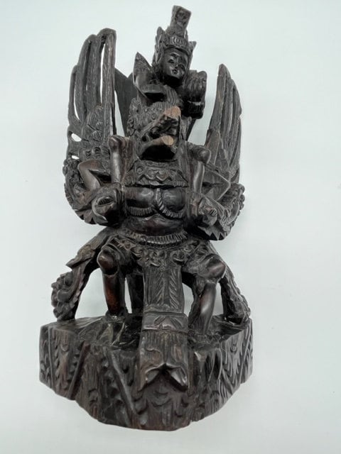 Antique GARUDA BIRD STATUE Ancient Balinese Carved Ebony Wooden Figure ...