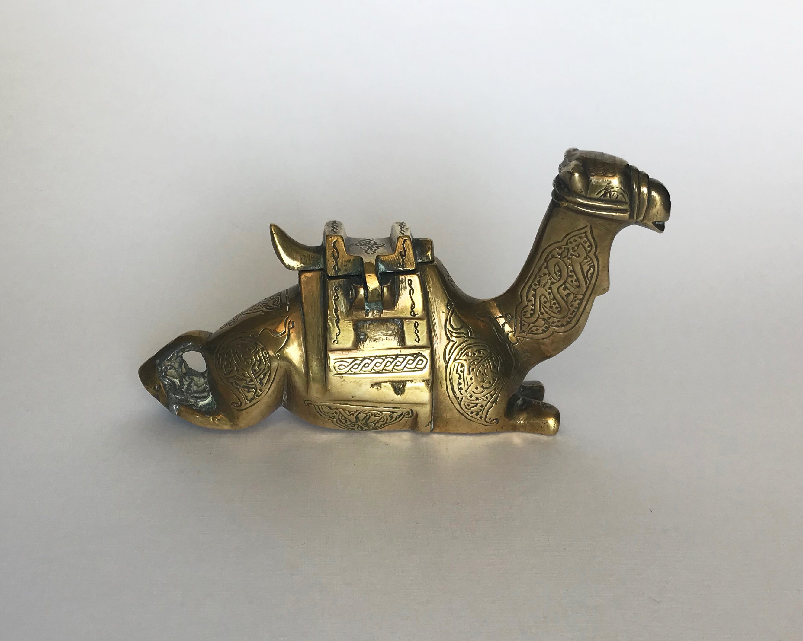 Antique Camel Brass Inkwell MAMLUK Style Decorative - Etsy