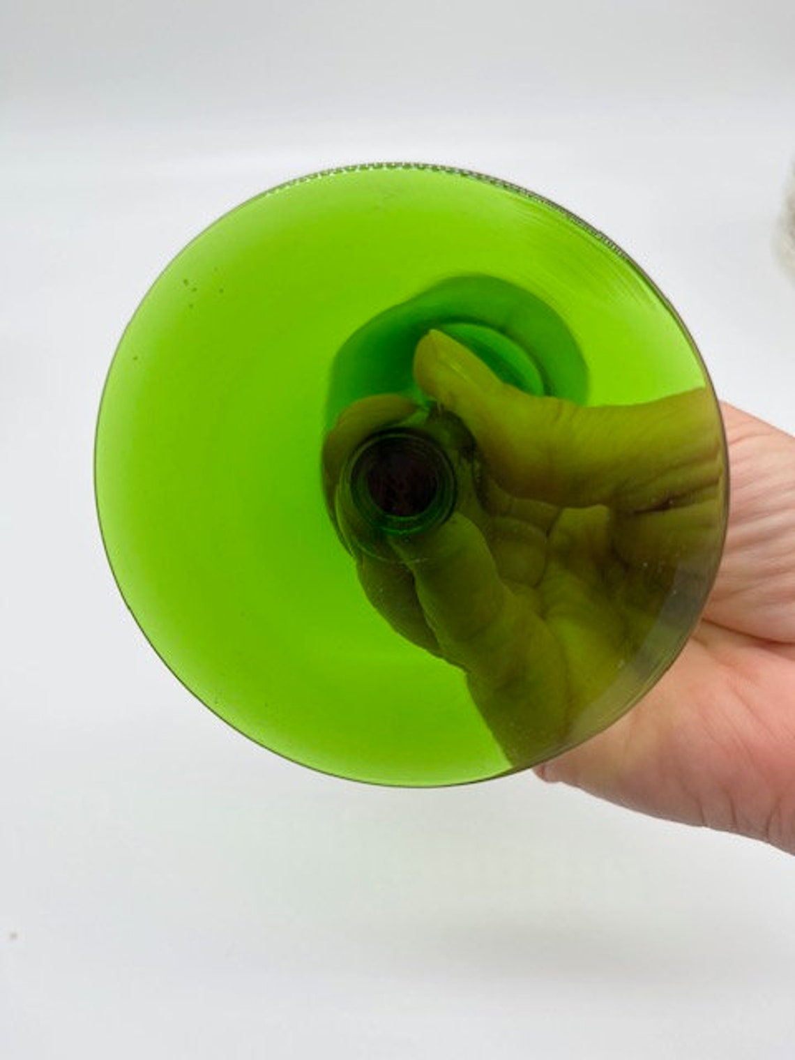 Vase Vintage Green Glass Crystal Rare Hand Blown Green Color Emerald ...