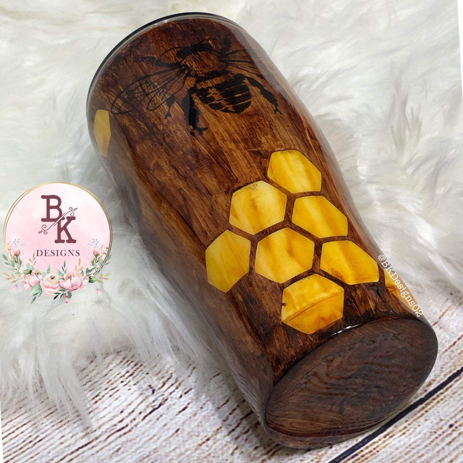 Bee Tumbler Woodgrain Honeycomb Bee Tumbler Custom Tumbler - Etsy