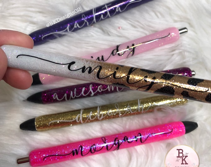 Glitter Personalized Gel Pens | Custom Pens | Custom Epoxy Glitter Pens ...