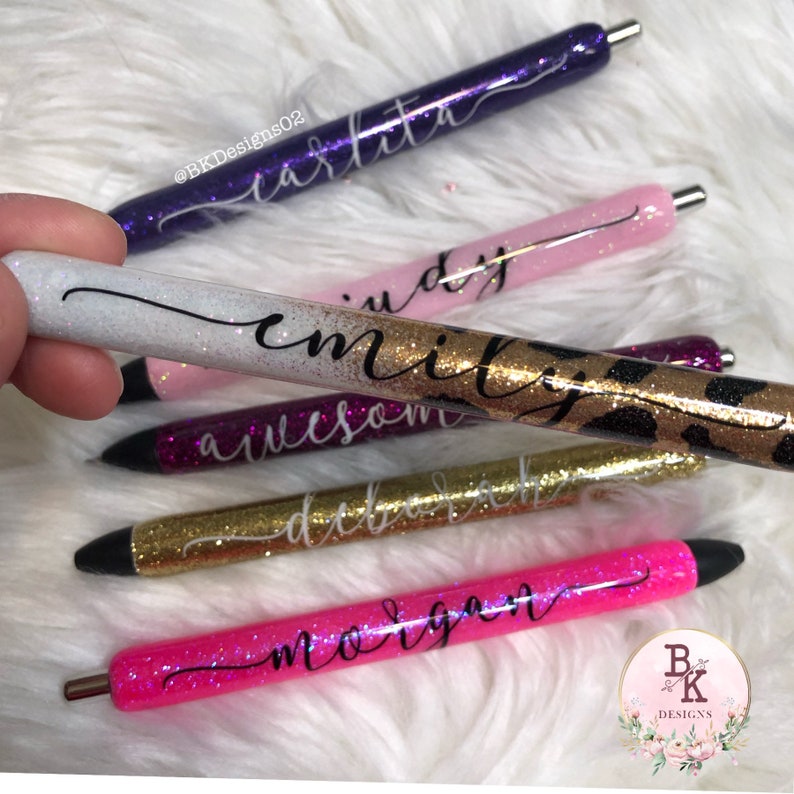 Glitter Personalized Gel Pens Custom Pens Custom Epoxy - Etsy