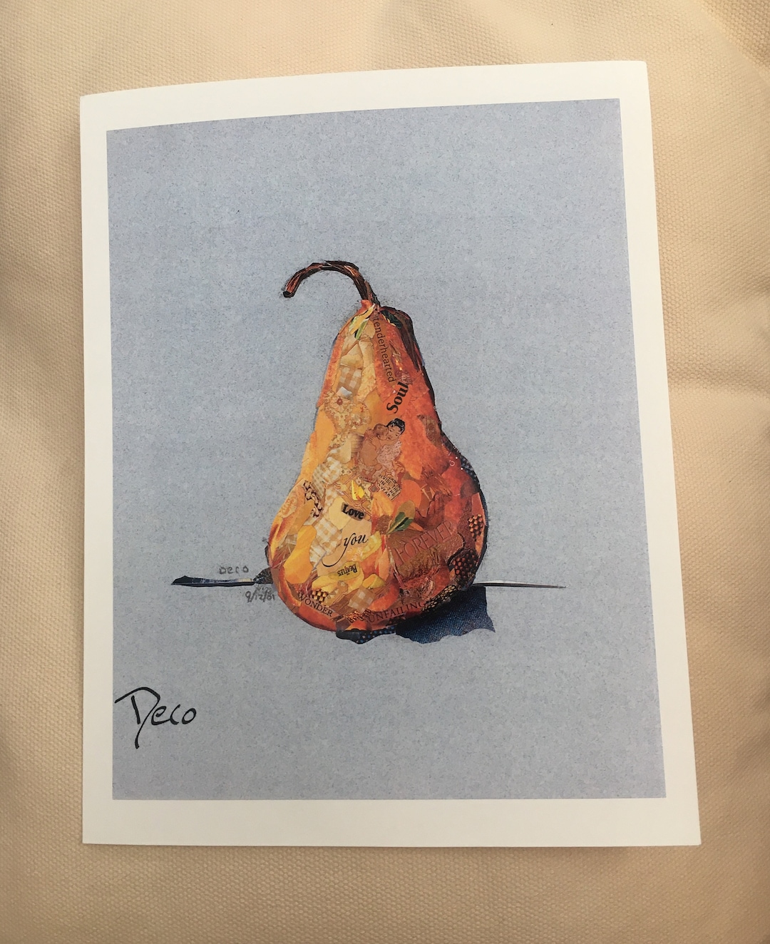 Art Print "pear One" of Solo Pear in Paper Collage Original by Deco ...