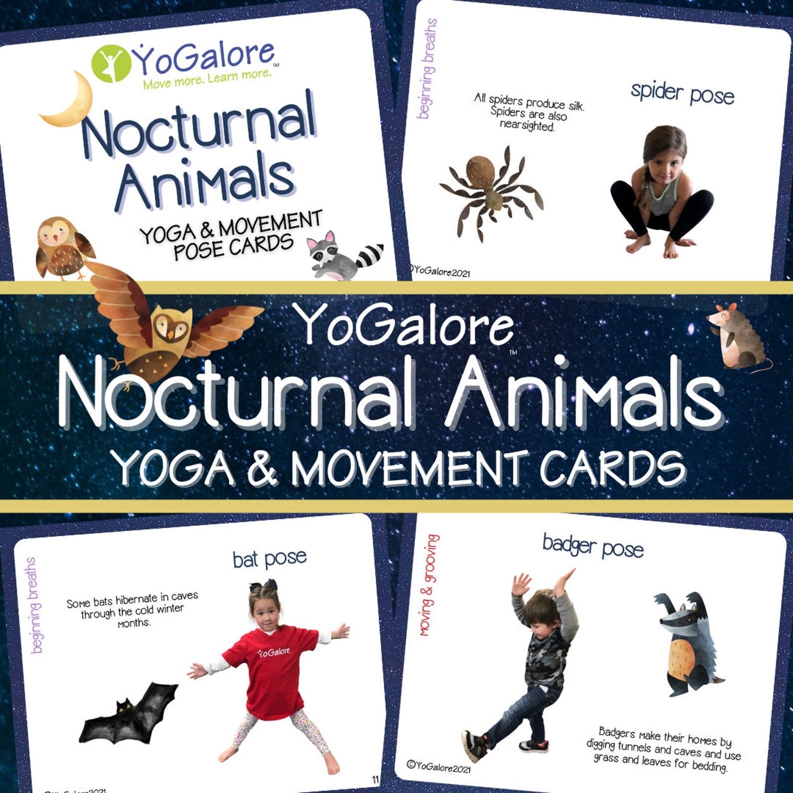 Nocturnal Animals Yoga & Movement Pose Cards - Etsy