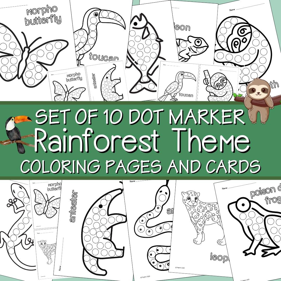 Printable Rainforest Coloring Pages & Dot Marker Sheets | Preschool ...