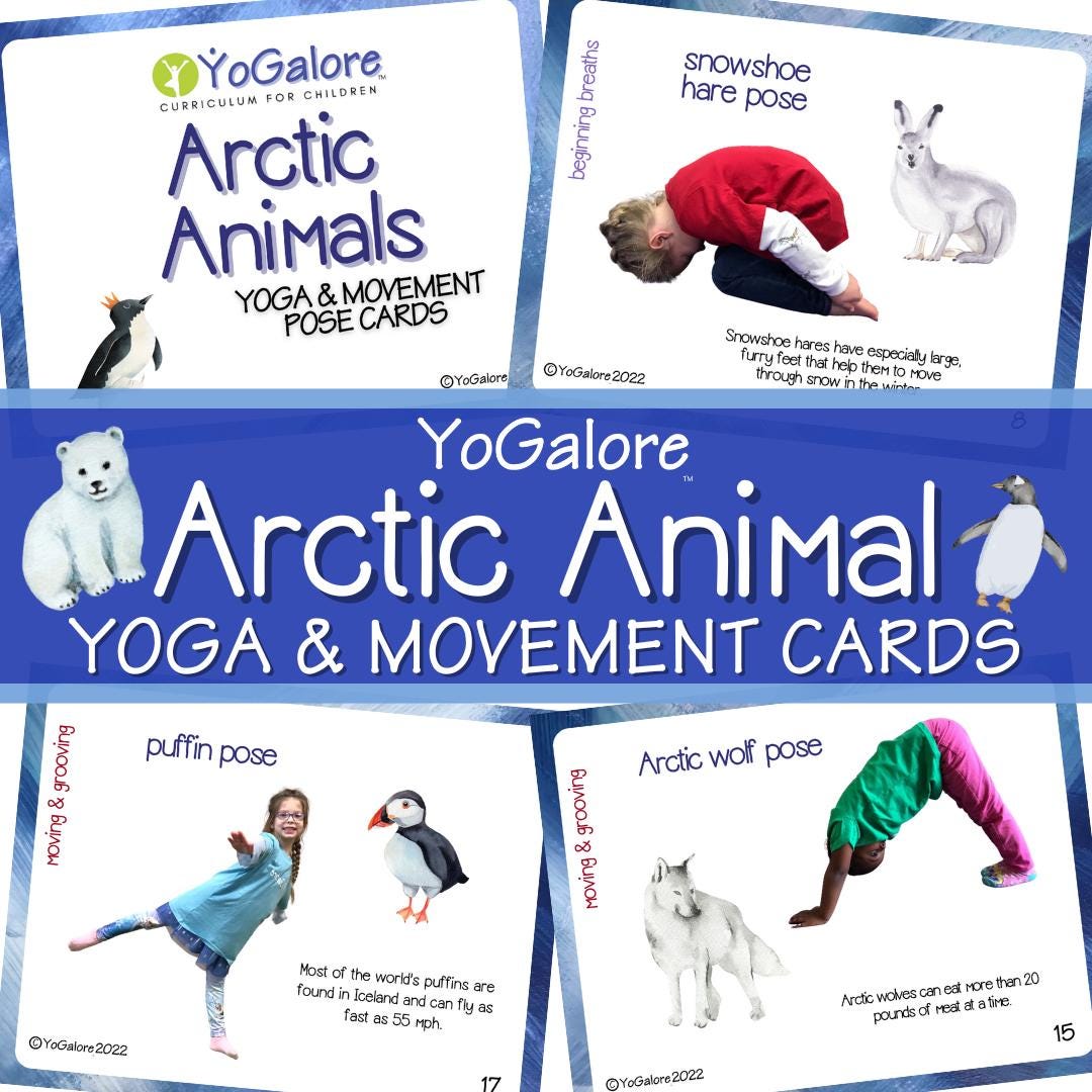 Arctic Animal Yoga Pose Cards for Kids | Mindful Movement Game, Brain ...