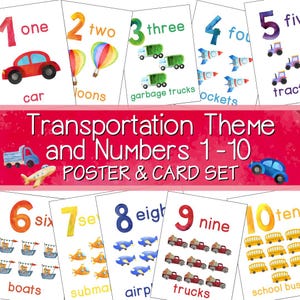 Transportation Theme Counting Posters and Cards/numbers 1 - 10 - Etsy