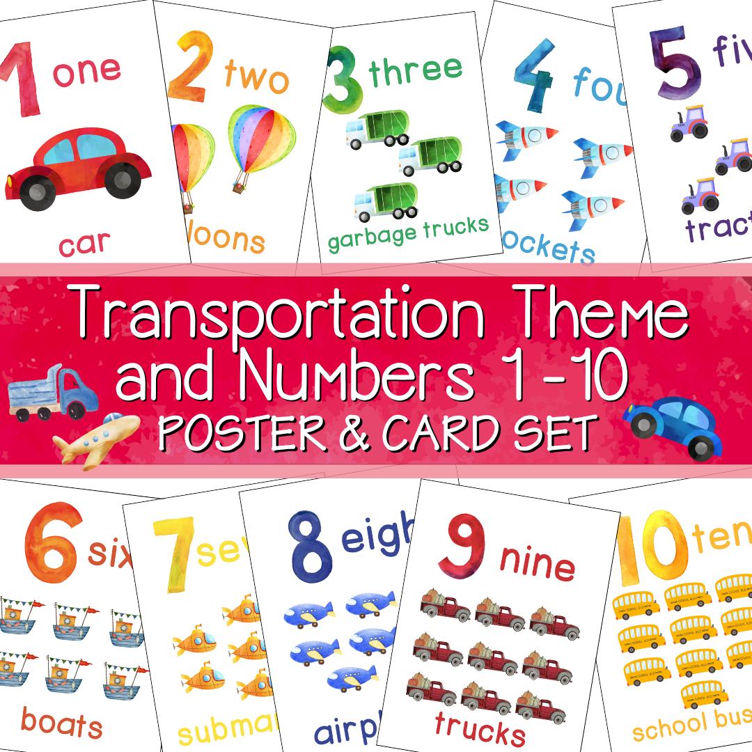 Transportation Theme Counting Posters and Cards/numbers 1 - 10 - Etsy