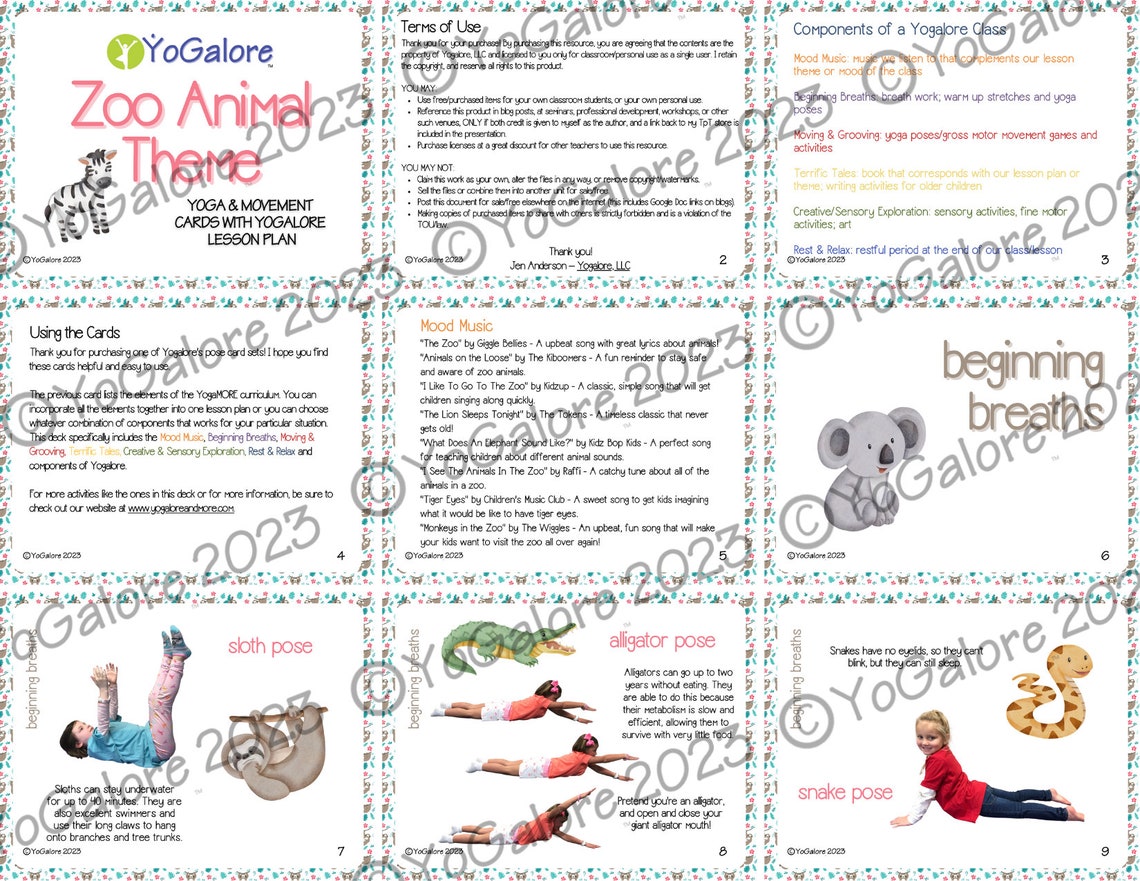 Zoo Animal Theme Yoga & Movement Cards for Preschool and Kindergarten ...