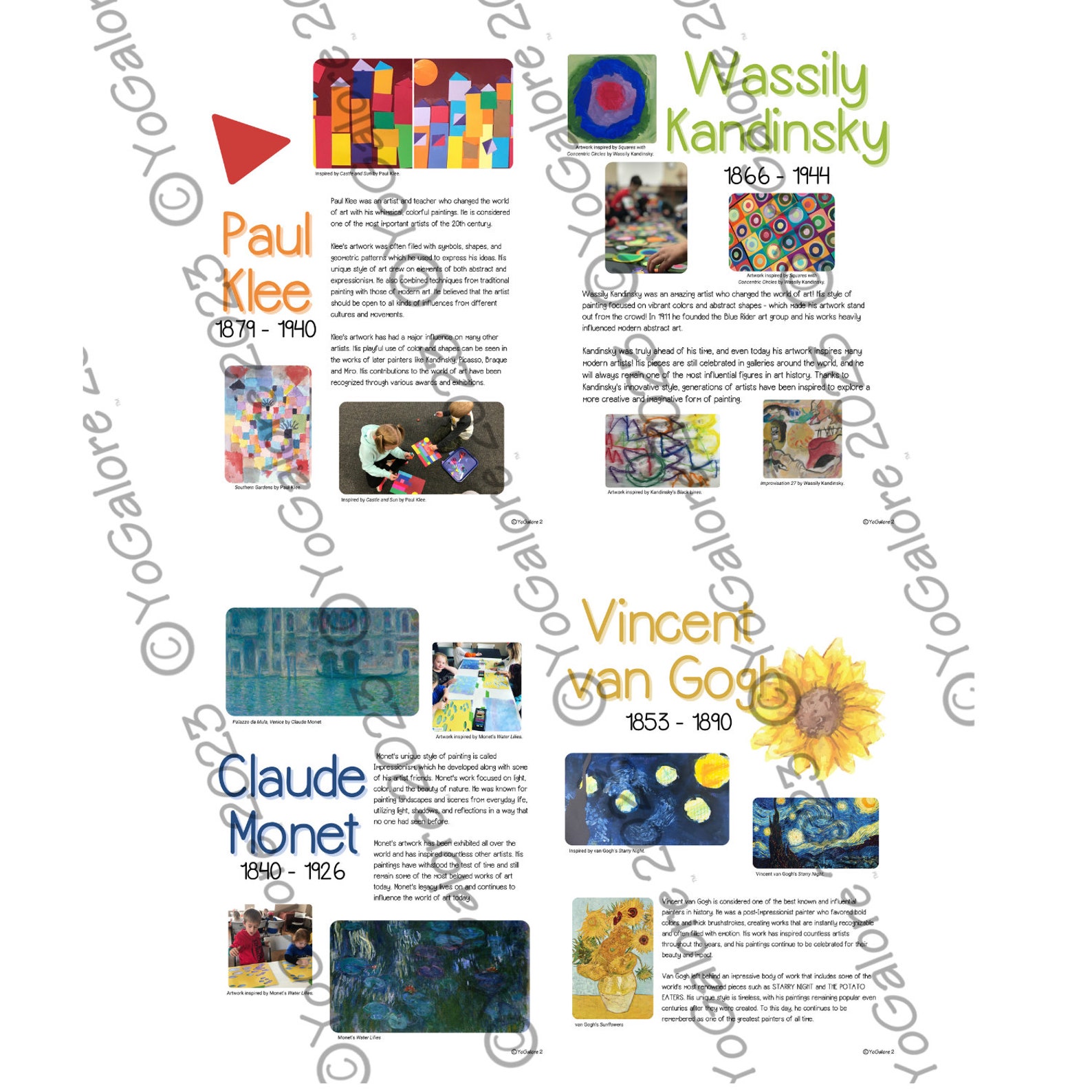 Artist Posters for Preschoolers and Kindergarten - Etsy