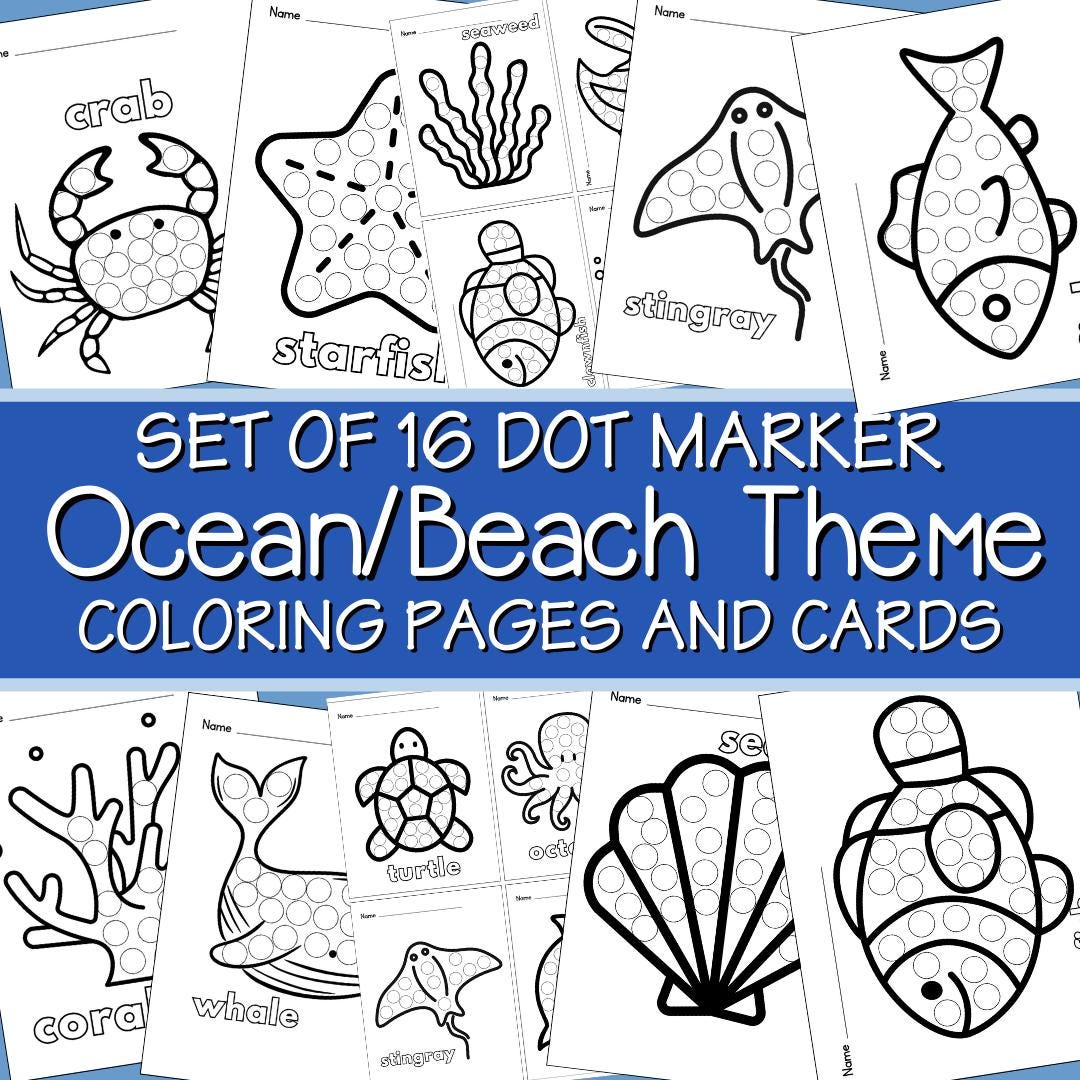 Printable Ocean Coloring Pages & Dot Marker Sheets | Toddler Activity ...
