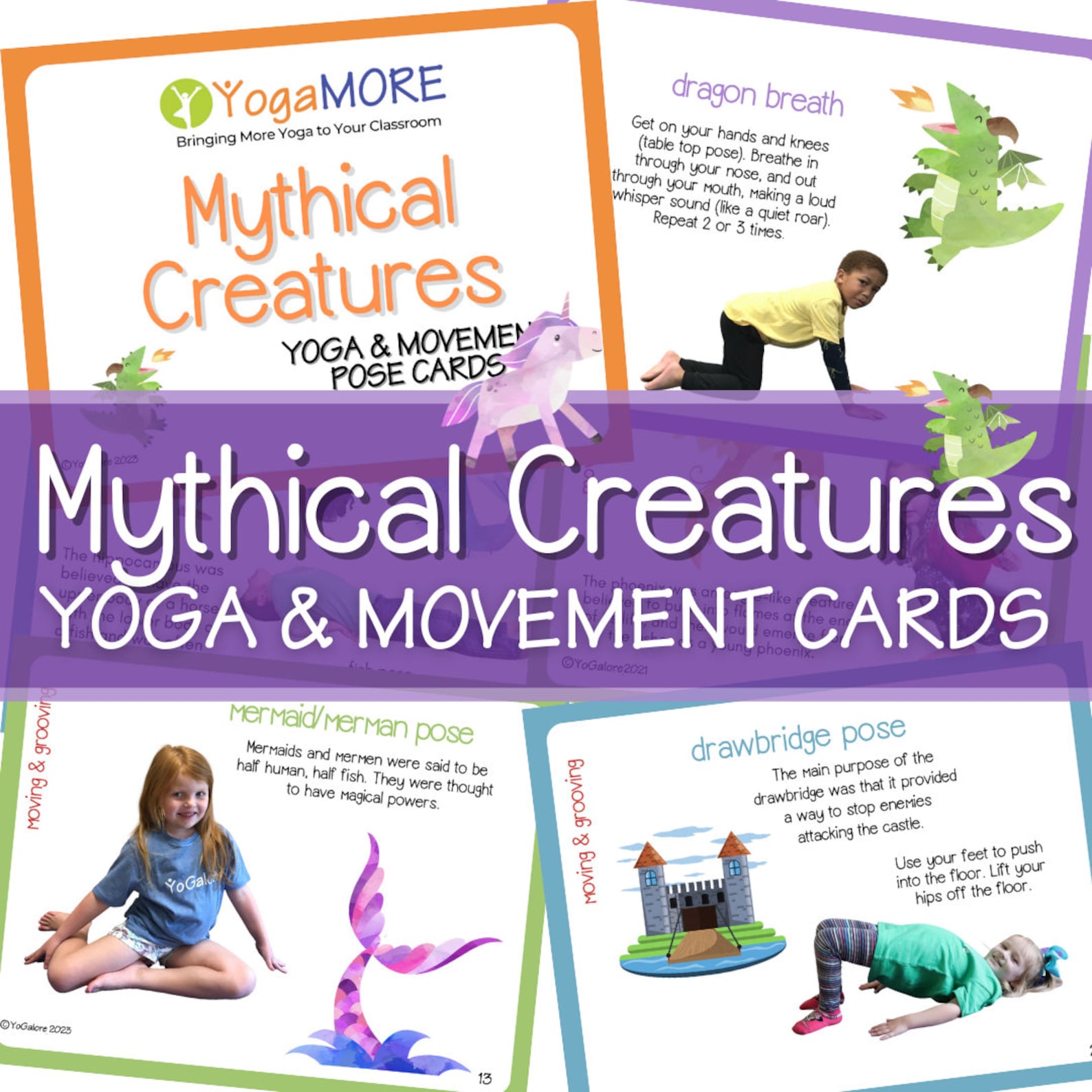 Mythical Creatures Yoga & Movement Pose Cards: Mermaid, Unicorn, Dragon ...