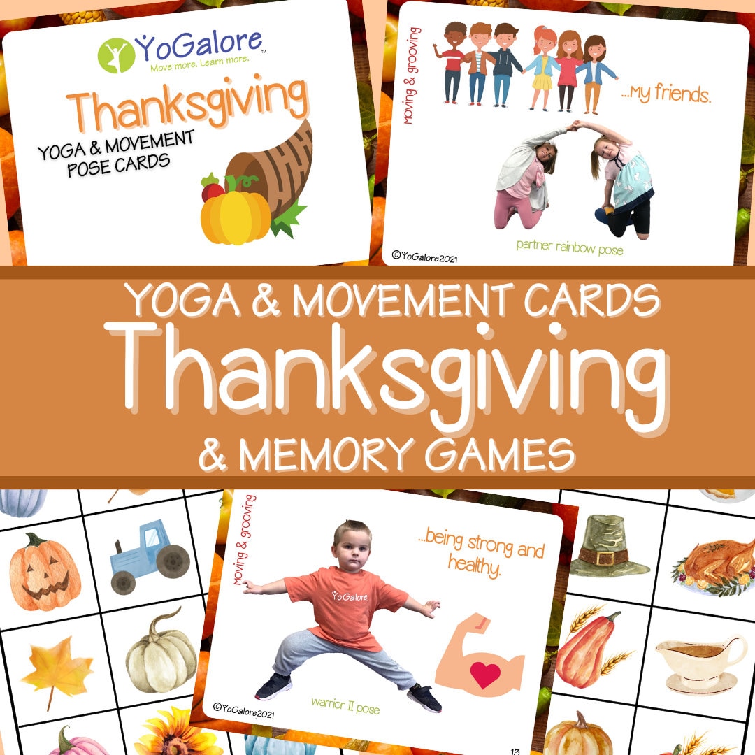 Thanksgiving Theme Activities: Yoga & Movement Pose Cards and Memory ...