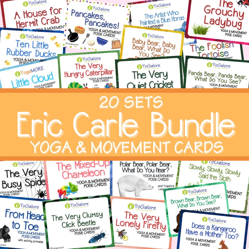 Eric Carle Yoga Pose Cards Bundle — Early Learning and Mindfulness (20 ...