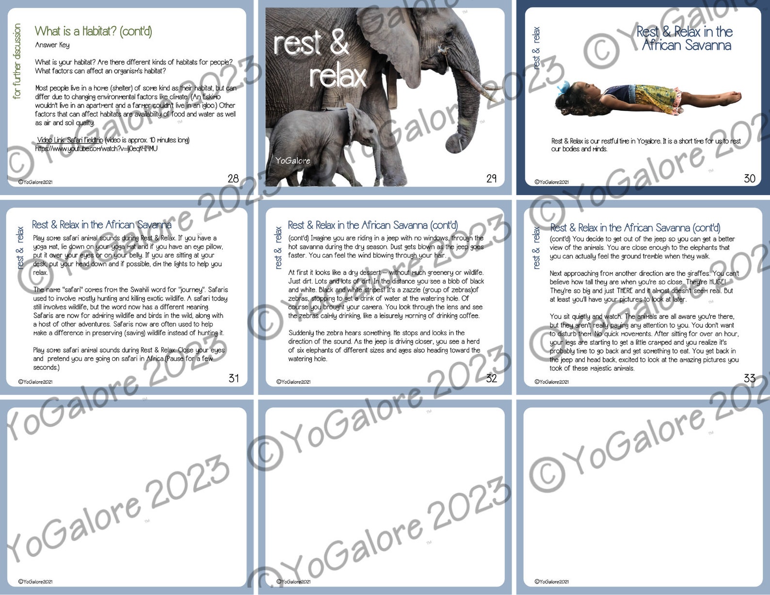 Safari Theme/jungle Theme Yoga & Movement Pose Cards With Lesson Plan ...