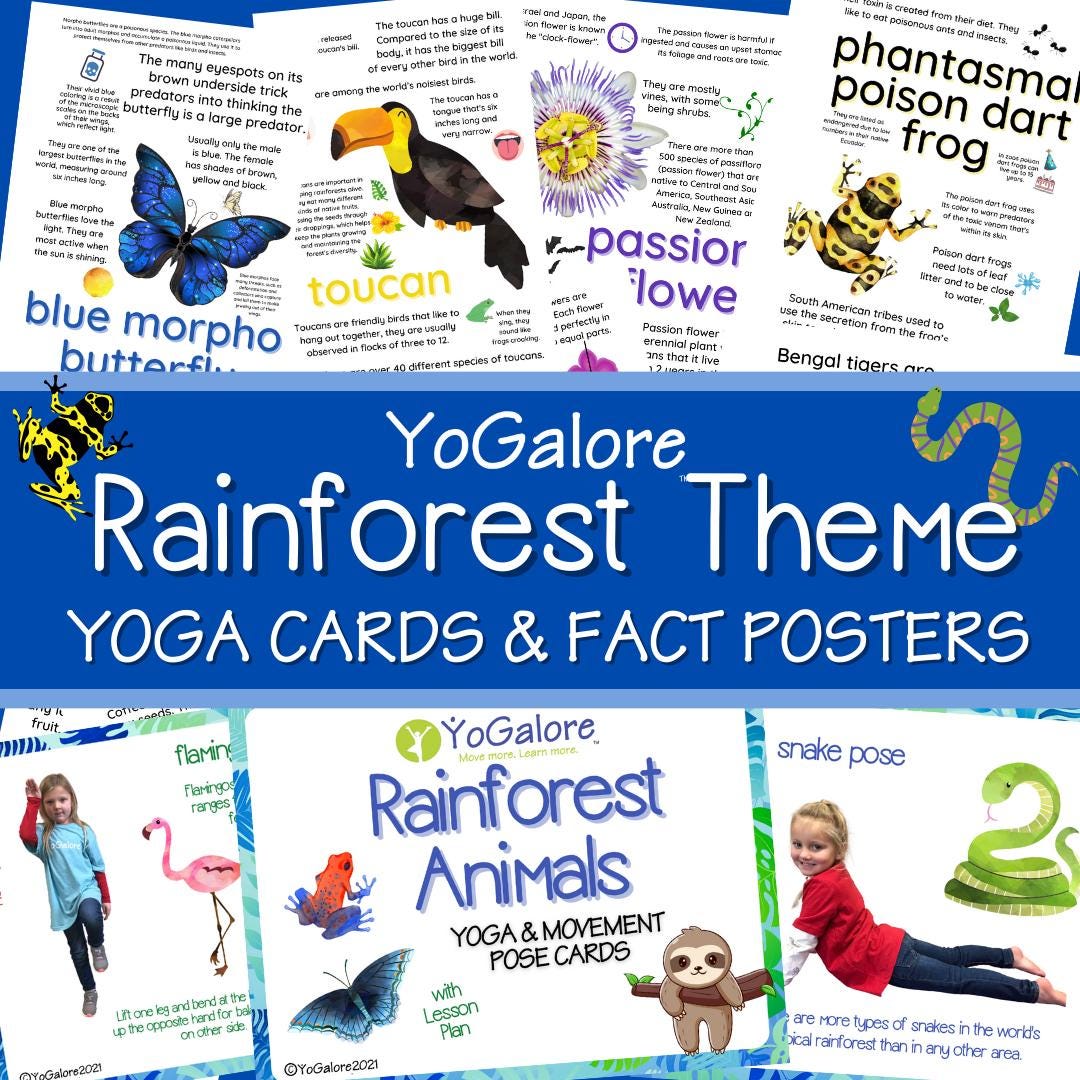 Rainforest Theme Yoga Pose Cards and Rainforest Fact Posters - Etsy
