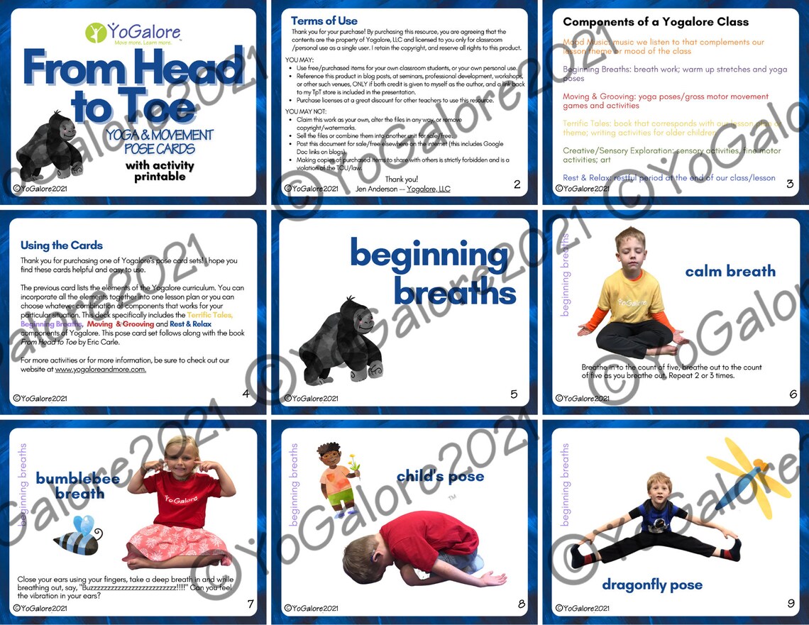 From Head to Toe Yoga & Movement Cards and Activity Sheet - Etsy