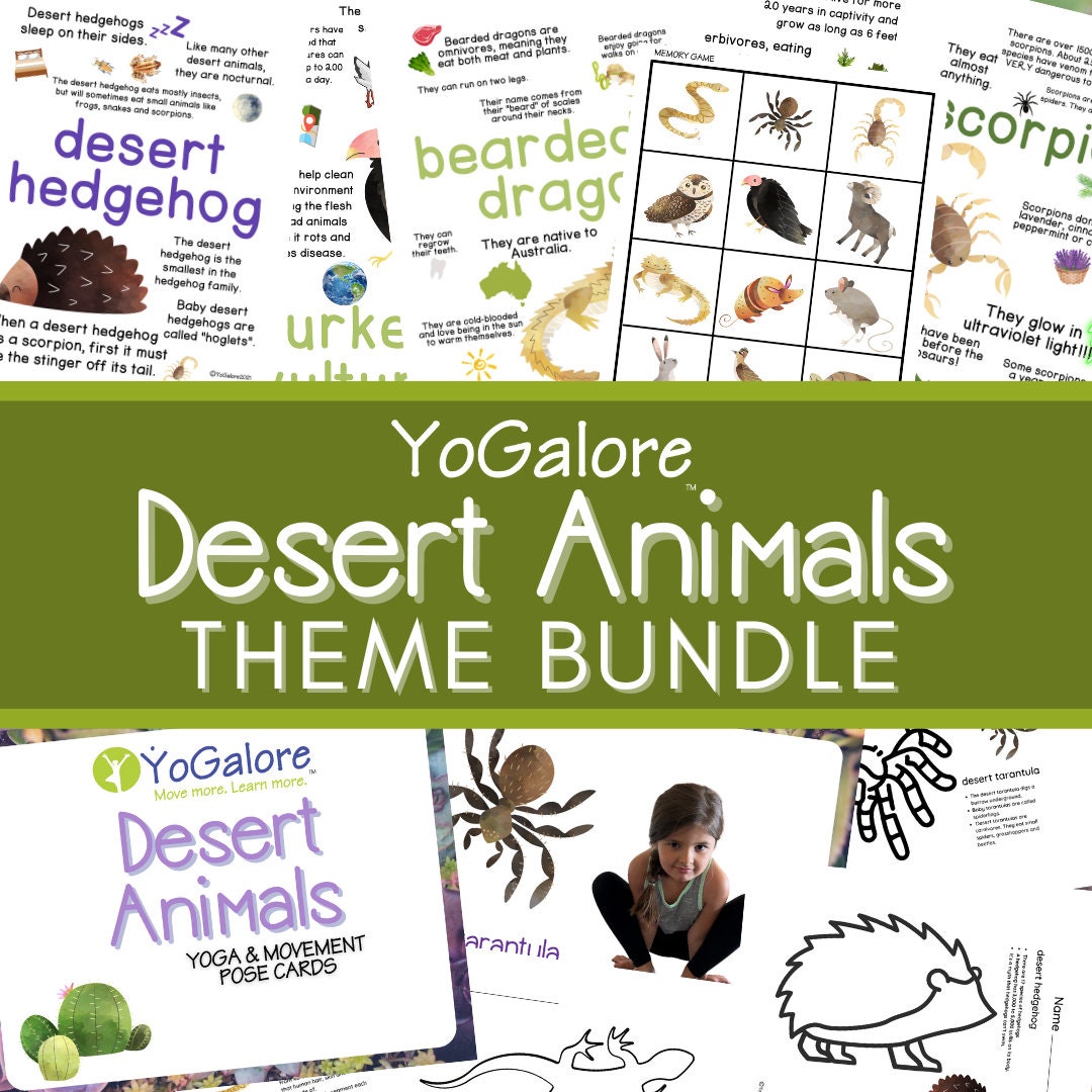 Desert Animal Yoga Pose Cards & Educational Bundle for Early Learning ...