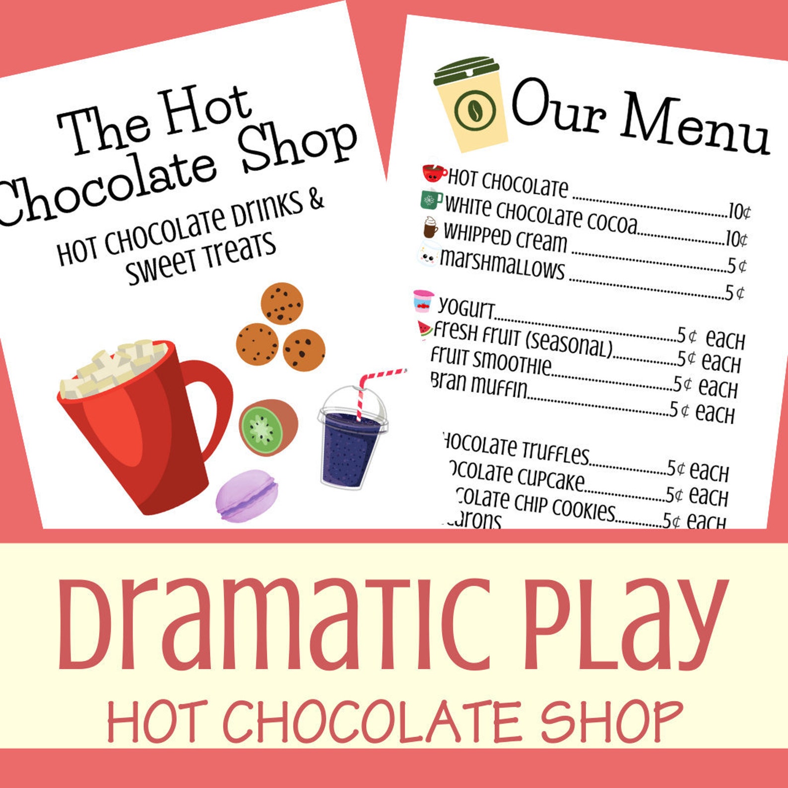 Dramatic Play The Hot Chocolate Shop Sign And Menu Etsy