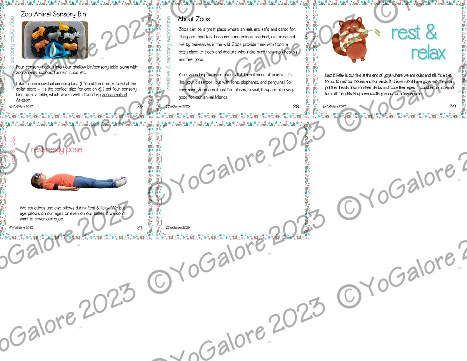 Zoo Animal Theme Yoga & Movement Cards for Preschool and Kindergarten ...