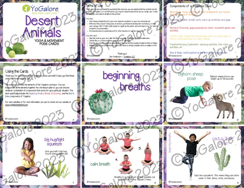 Desert Animal Yoga & Movement Pose Cards - Fun and Engaging Activity ...
