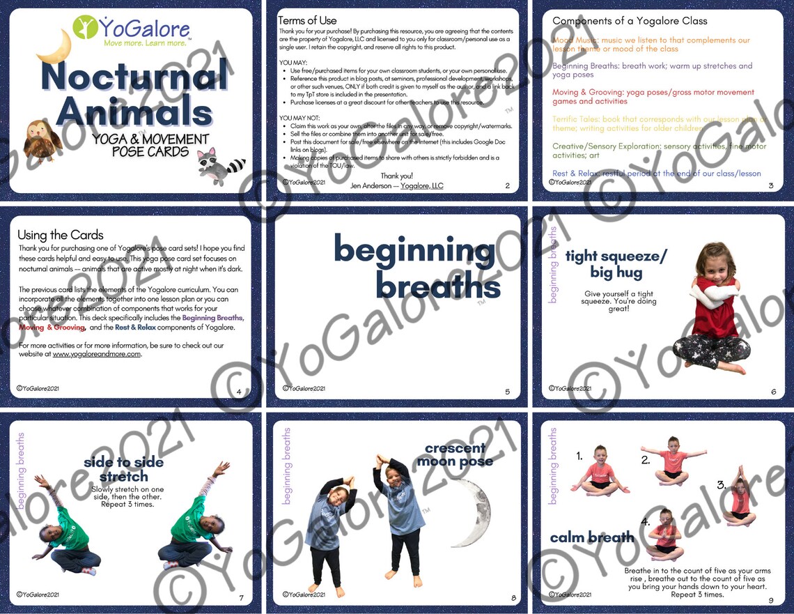 Nocturnal Animals Yoga & Movement Pose Cards - Etsy