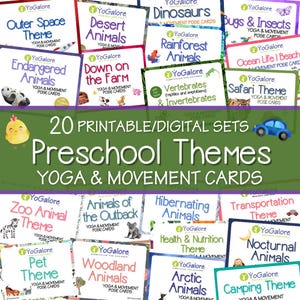 Preschool and Kindergarten Yoga Movement Bundle, Printable Pose Cards ...