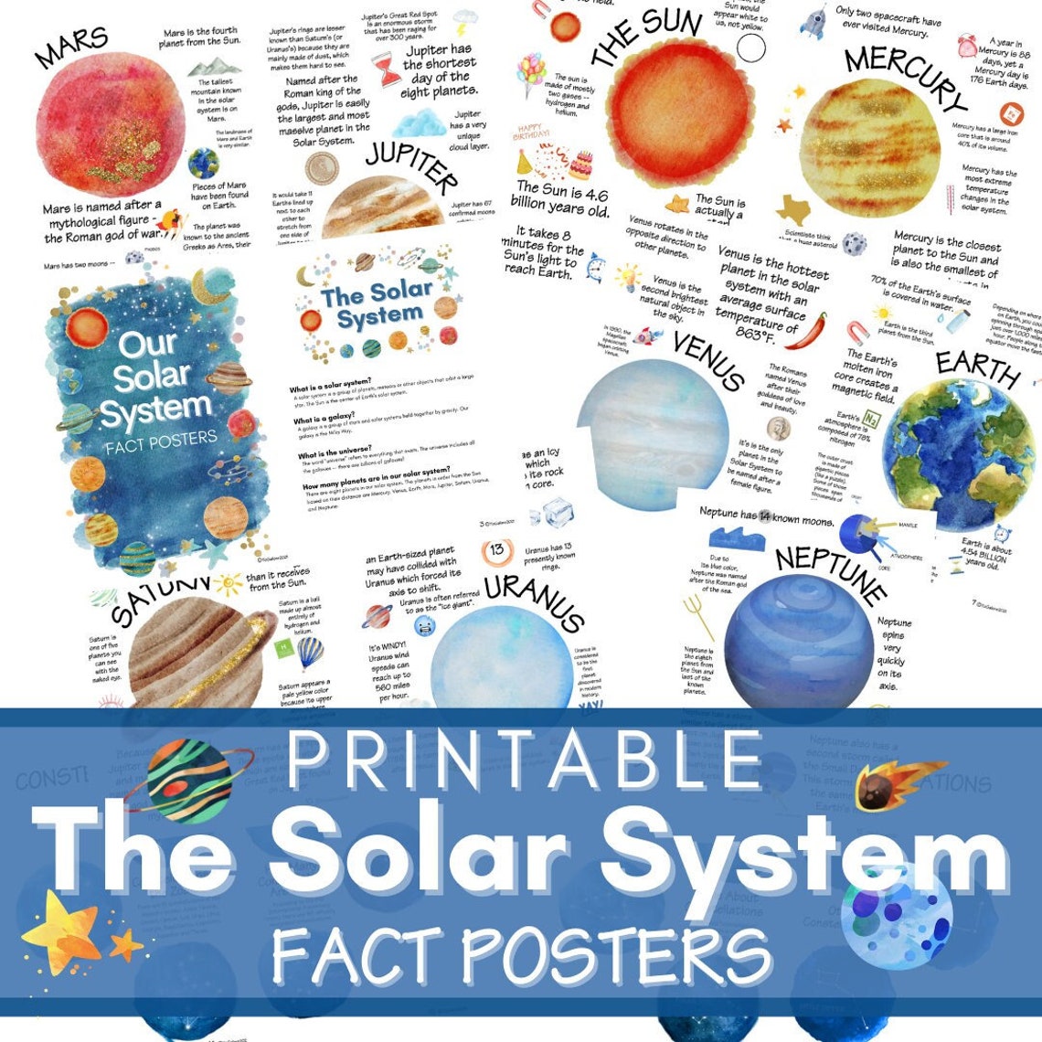 The Solar System Fun Facts Posters With BONUS - Etsy