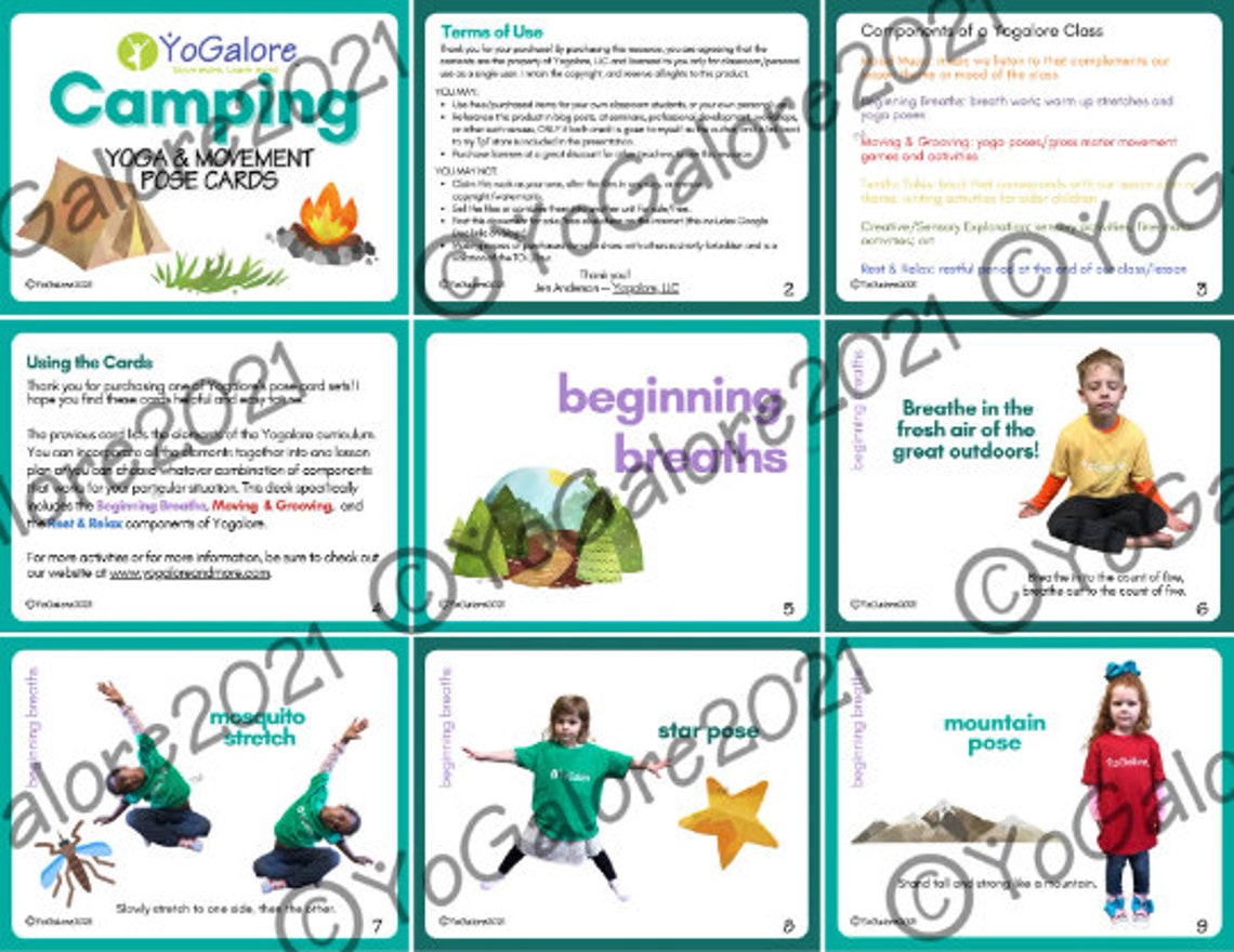 Camping Theme Yoga & Movement Pose Cards - Etsy