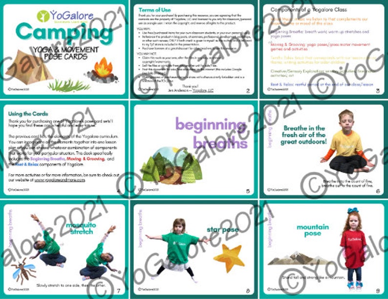 Camping Theme Yoga & Movement Pose Cards - Etsy