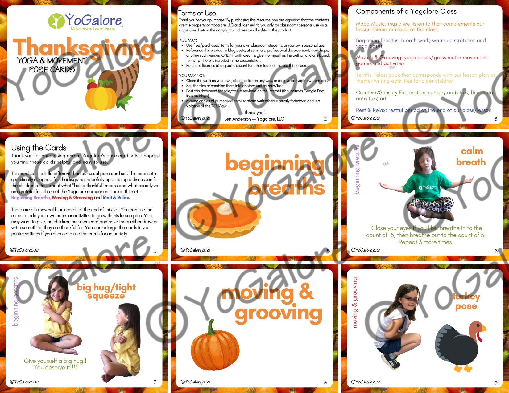 Thanksgiving Theme Activities: Yoga & Movement Pose Cards and Memory ...