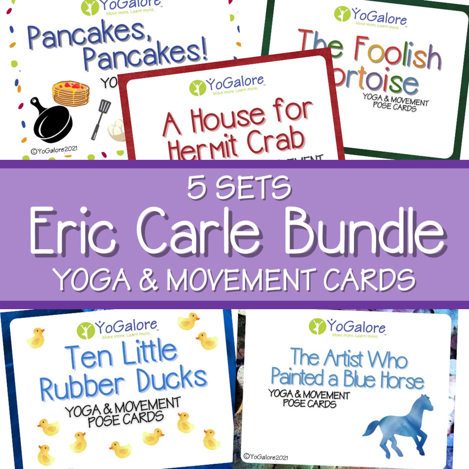 Eric Carle Yoga & Movement Pose Cards Bundle - 5 Sets, Preschool ...