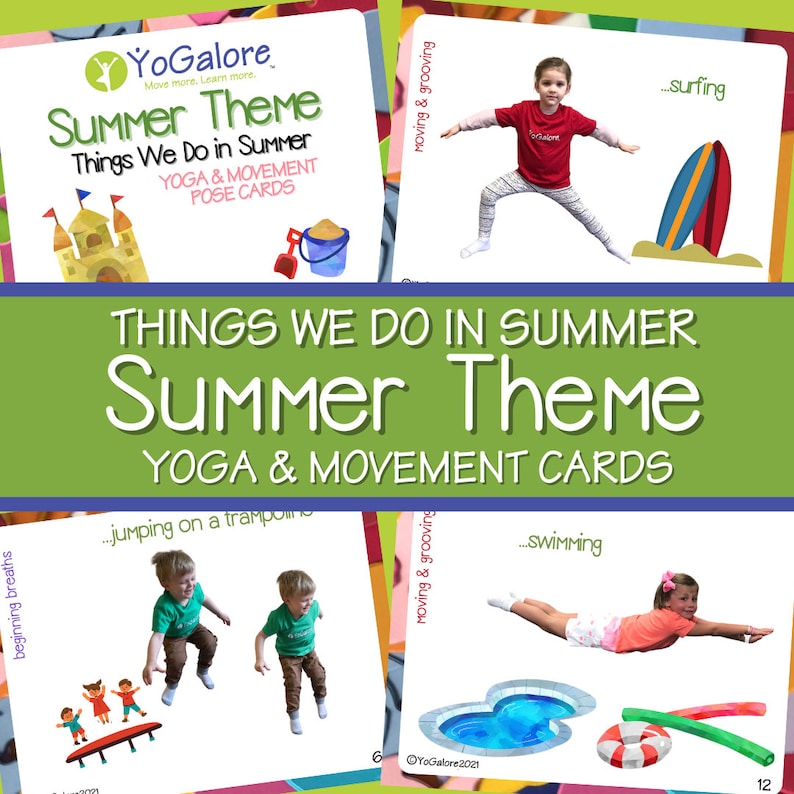 Summer Theme: Things We Do in Summer Yoga & Movement Pose Cards - Etsy