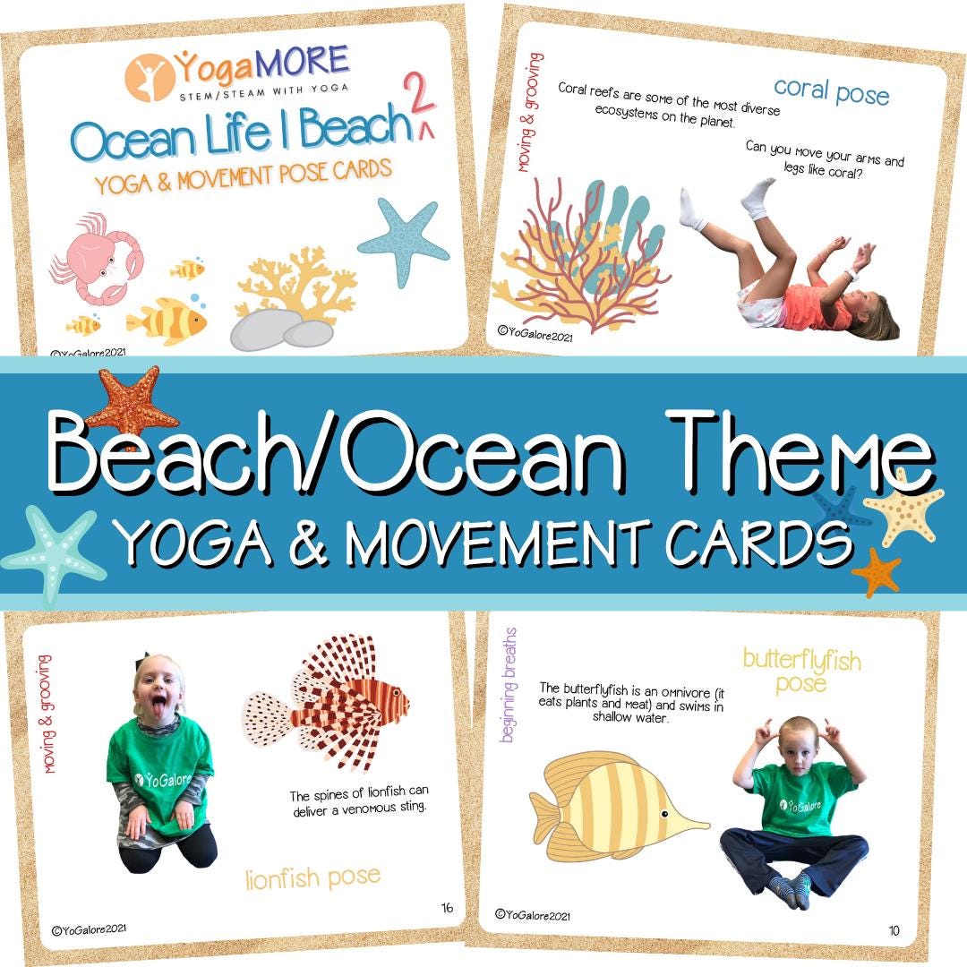 Ocean Theme Preschool Activity: Yoga & Movement Pose Cards - Etsy