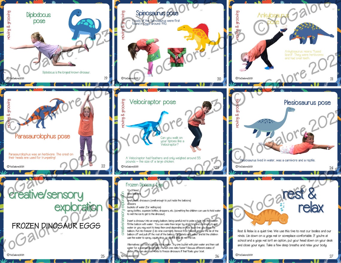 Dinosaur Yoga Lesson Plan: Dinosaur Theme Yoga & Movement Pose Cards - Etsy