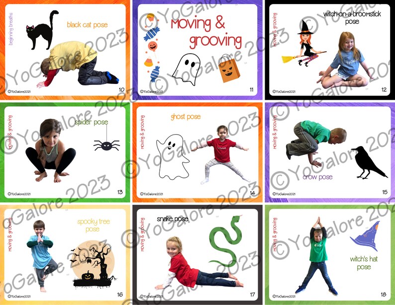 Halloween Theme Yoga & Movement Cards and Yogalore Lesson Plan for ...