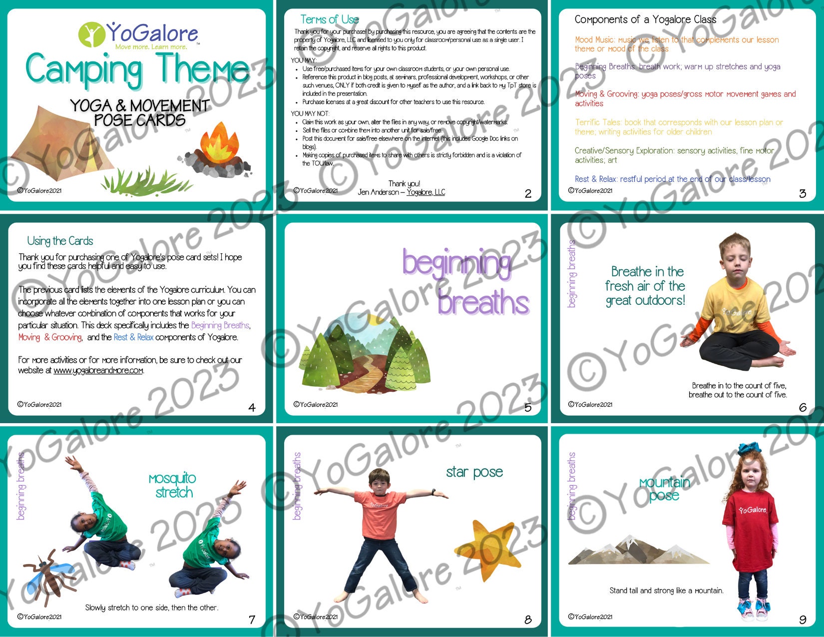Camping Theme Yoga & Movement Pose Cards With Memory Game - Etsy
