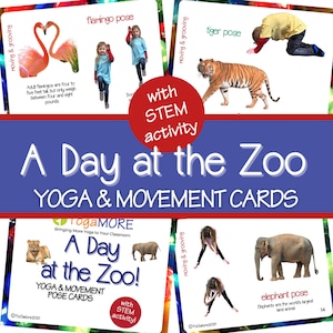Zoo Theme Yoga & Movement Pose Cards With STEM Activity - Etsy