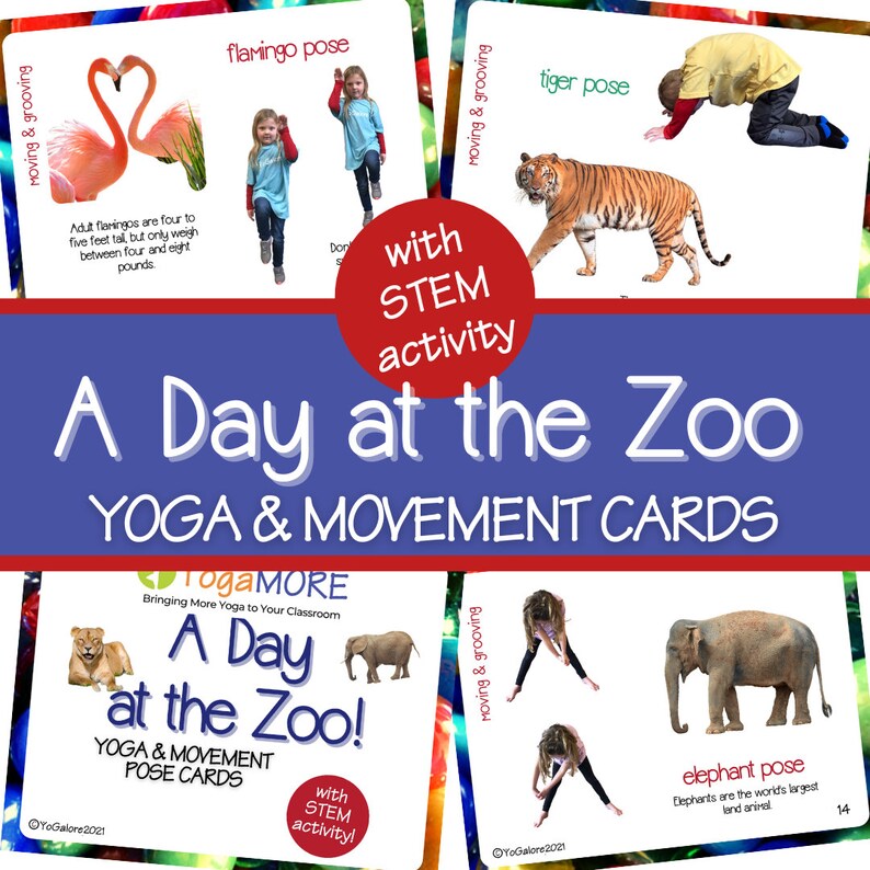 Zoo Theme Yoga & Movement Pose Cards With STEM Activity - Etsy