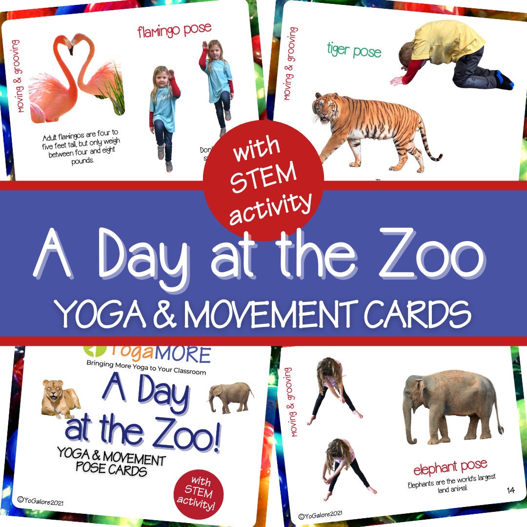 Zoo Theme Yoga & Movement Pose Cards With STEM Activity - Etsy