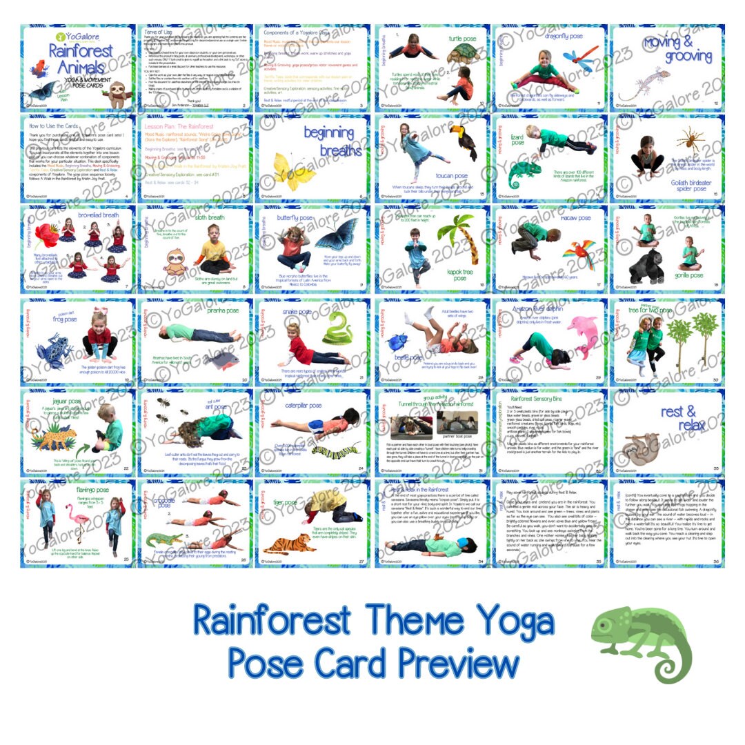 Rainforest Theme Yoga Pose Cards and Rainforest Fact Posters - Etsy