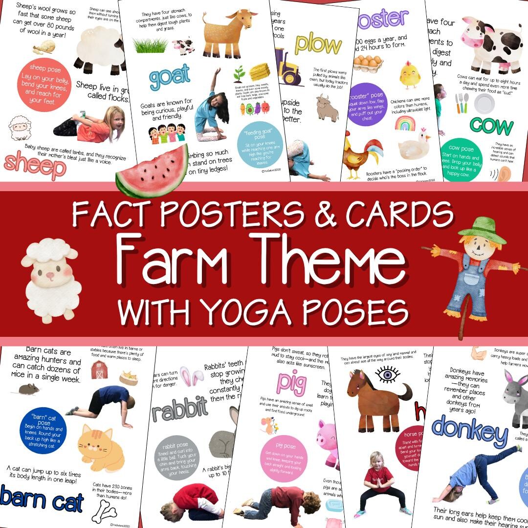 Farm Animal Yoga & Movement Fact Posters With Matching Cards – Toddler ...
