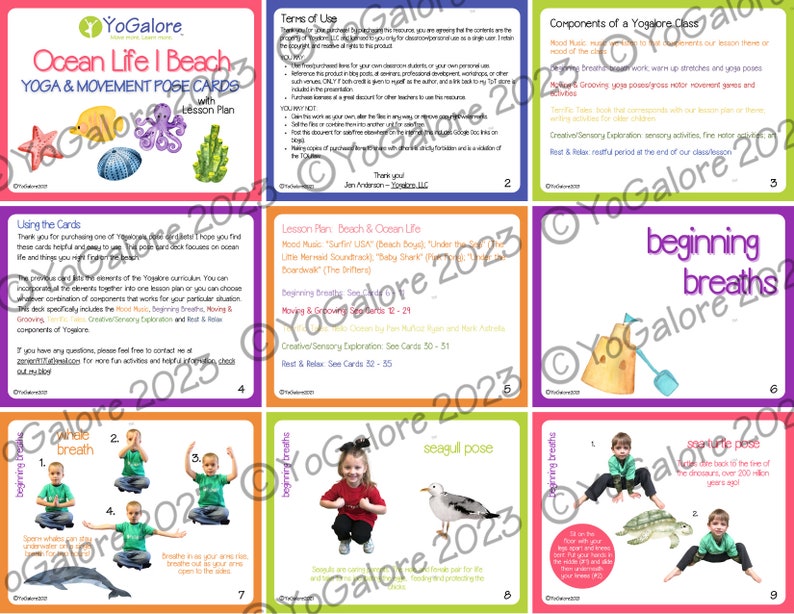 Ocean Animals: Yoga Pose Cards, Fact Posters and Cards for Preschool ...